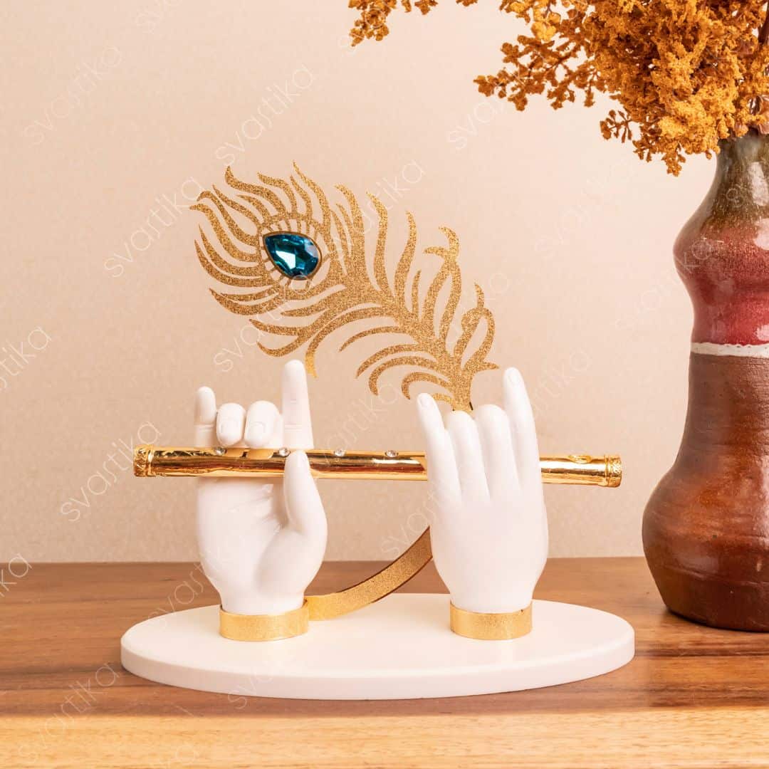 Giraky Showpiece Divine Lord Krishna Ji Hands with Flute Figurine 24k